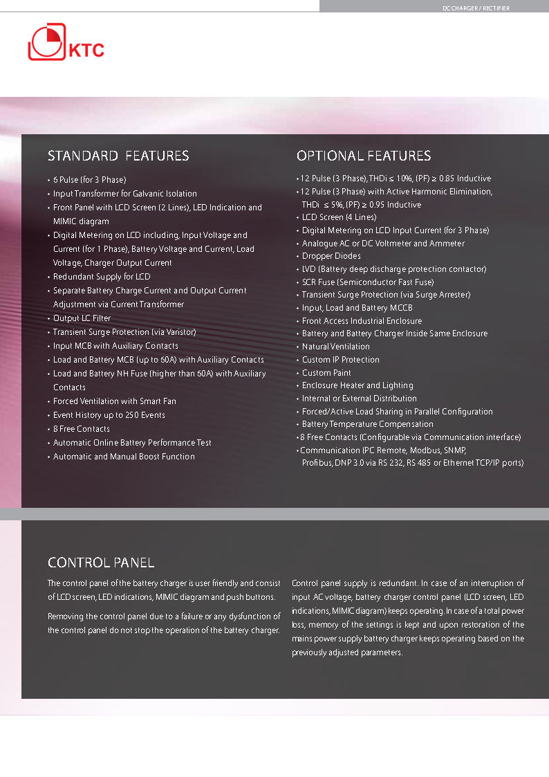 UPS and DC Chargers | KTC elektrik